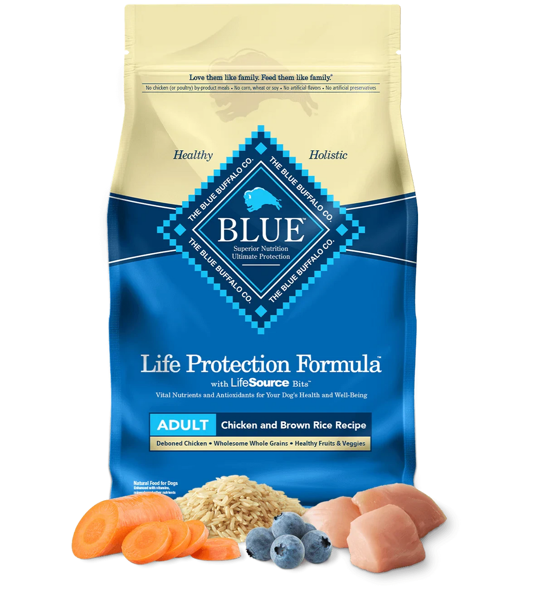 Blue Buffalo Adult Chicken and Brown Rice Dry Dog Food - American Bark ...
